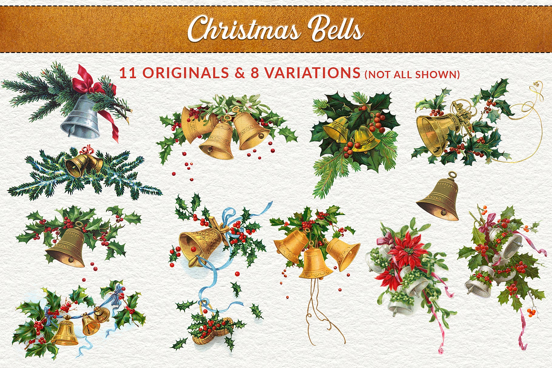 Vintage Christmas Bells Clip Art